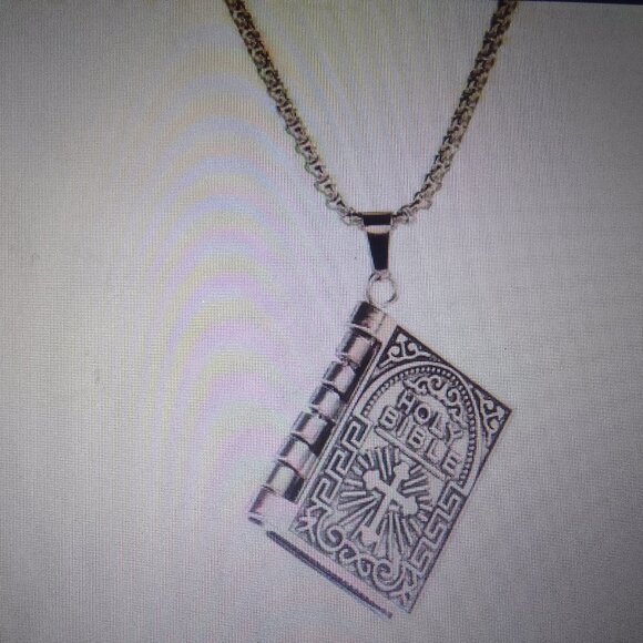 Accessories | Vintage Silver Bible Pendant Necklace Chain Brand New ...